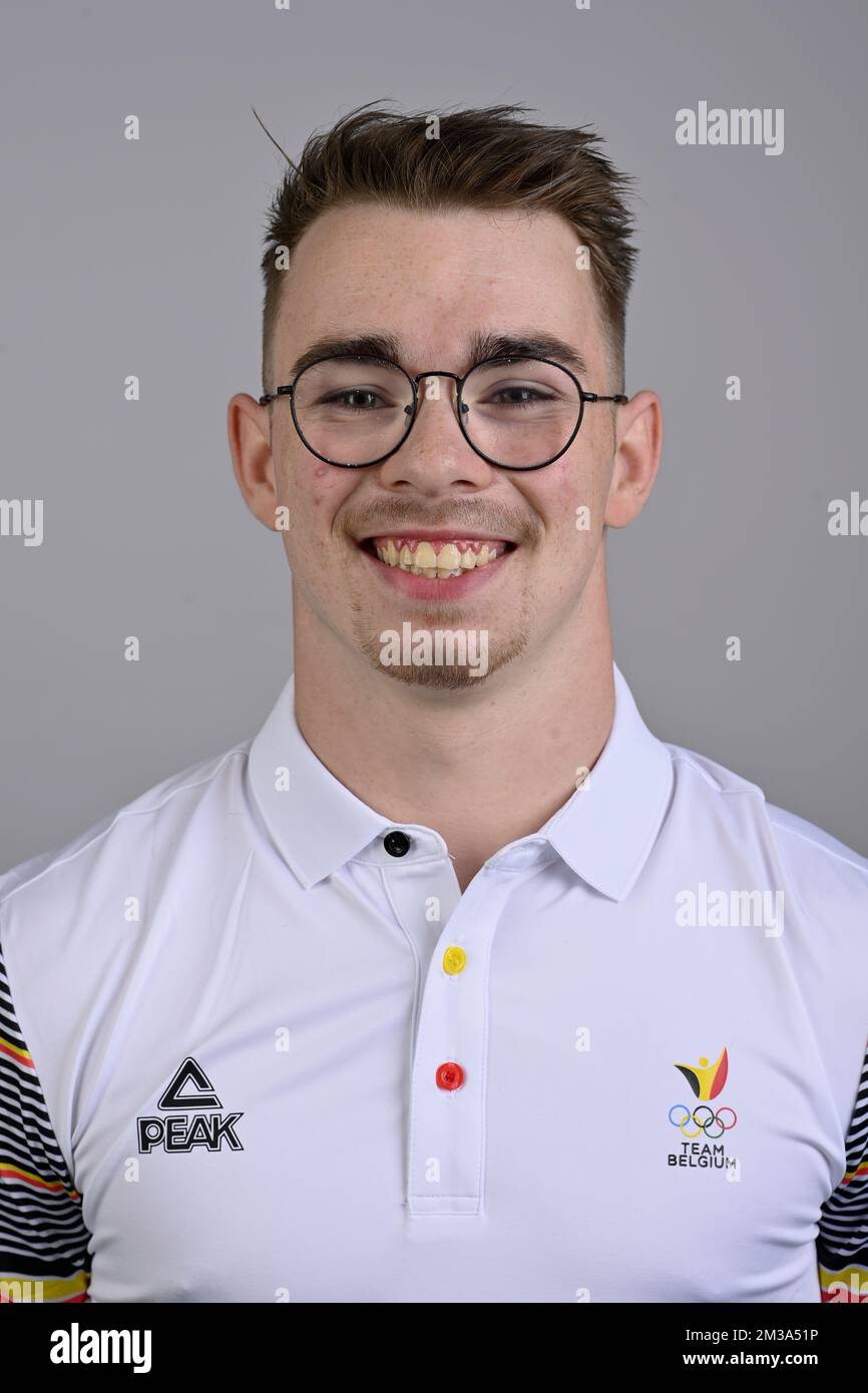 Gymnastics athlete Sam D'Hoop poses for the photographer at a ...