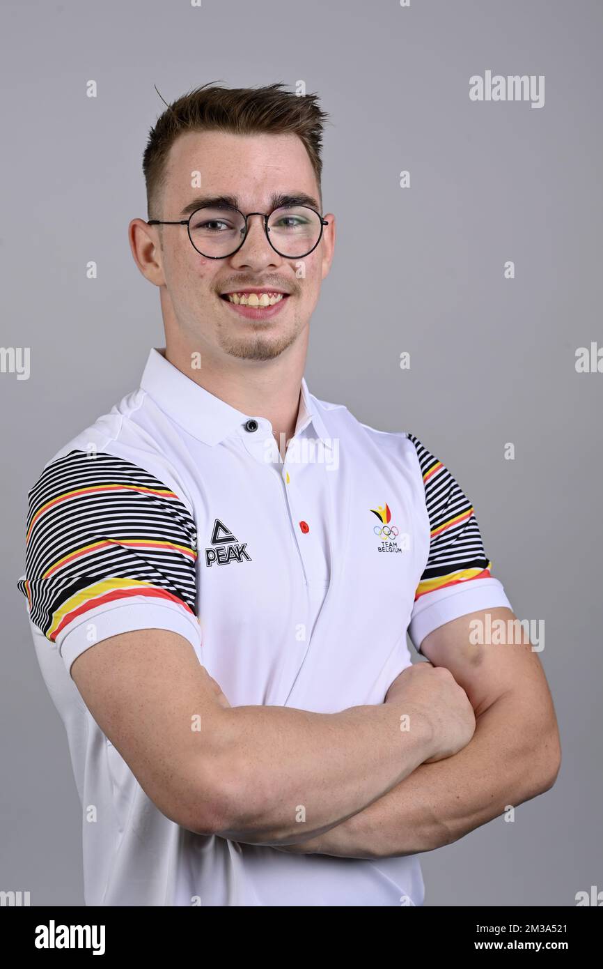Gymnastics athlete Sam D'Hoop poses for the photographer at a ...