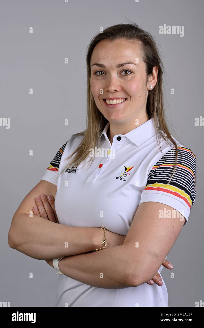 Gymnastics athlete Kim Bergmans poses for the photographer at a ...