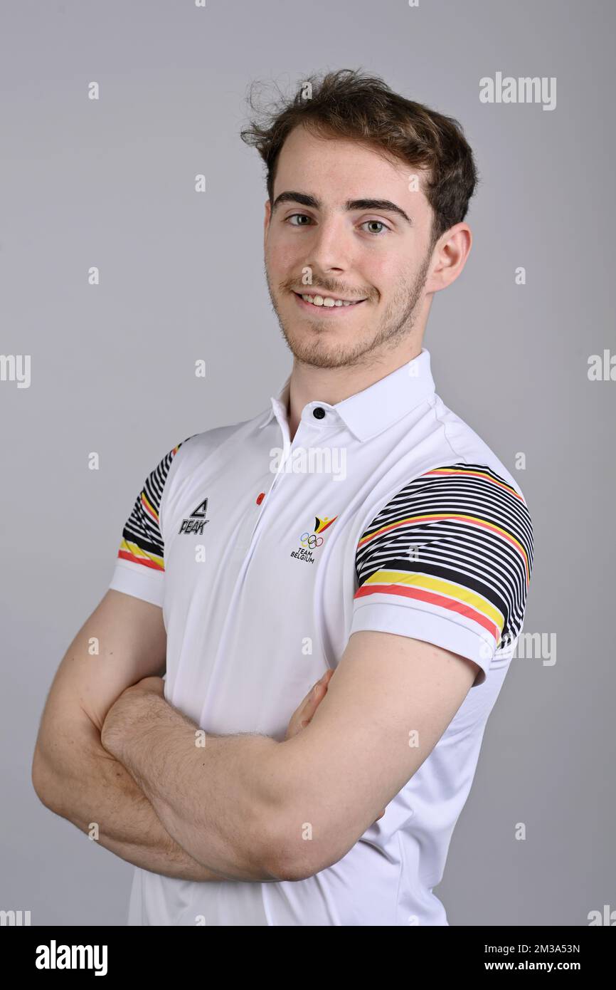 Gymnastics athlete Jonas Raus poses for the photographer at a ...