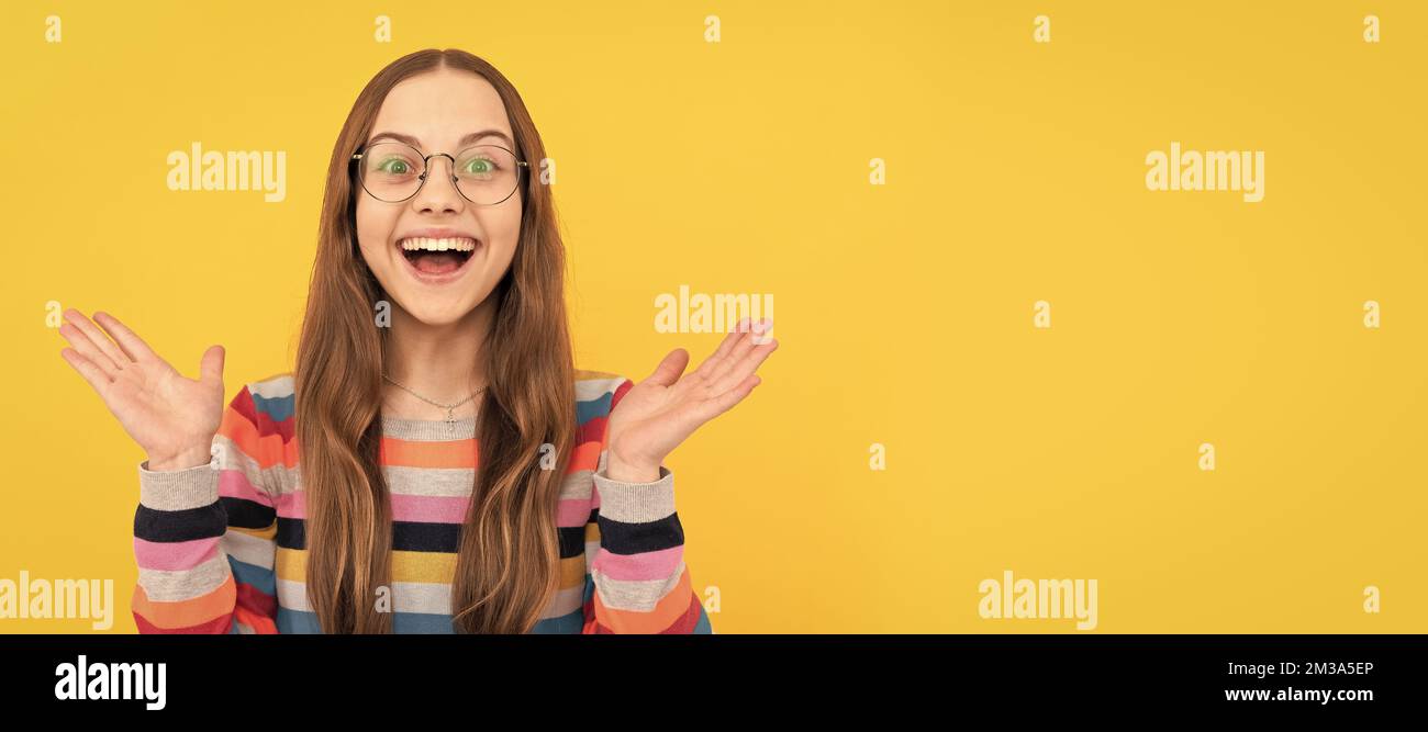 surprised schoolgirl nerd teen girl in eyeglasses for vision, surprise ...