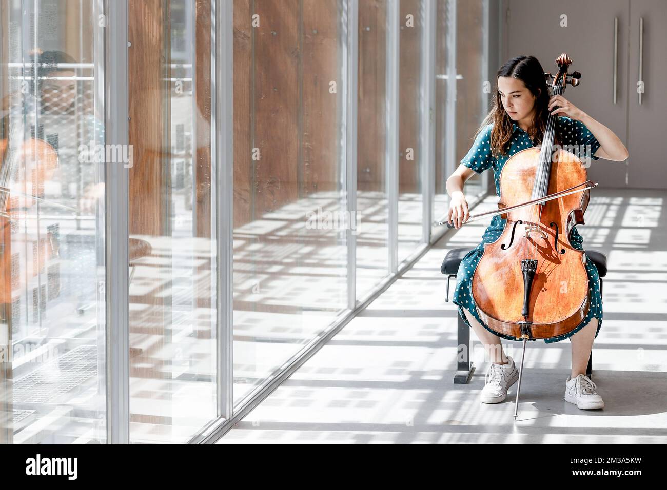 Belgian cellist Stephanie Huang poses for the photographer, Saturday 21 ...