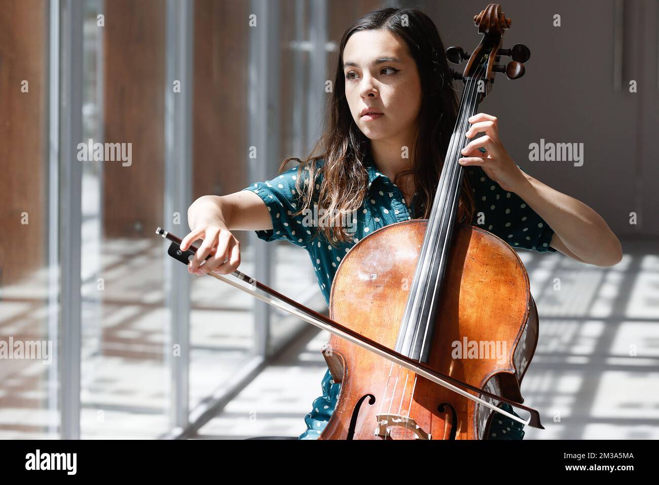 Belgian cellist Stephanie Huang poses for the photographer, Saturday 21 ...