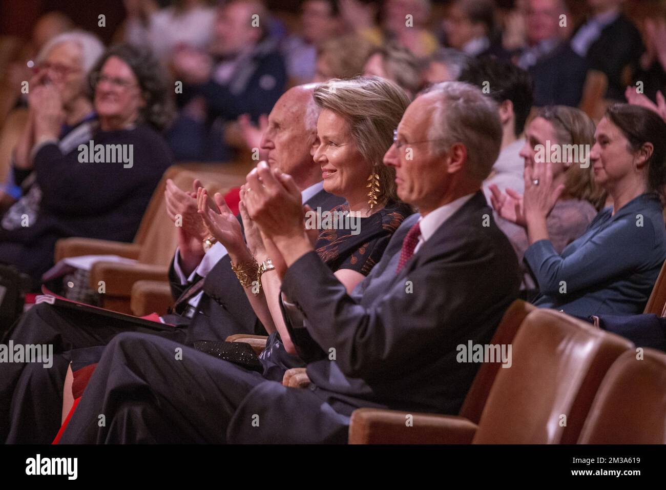 Queen Mathilde of Belgium (C) pictured during the proclamation of the ...