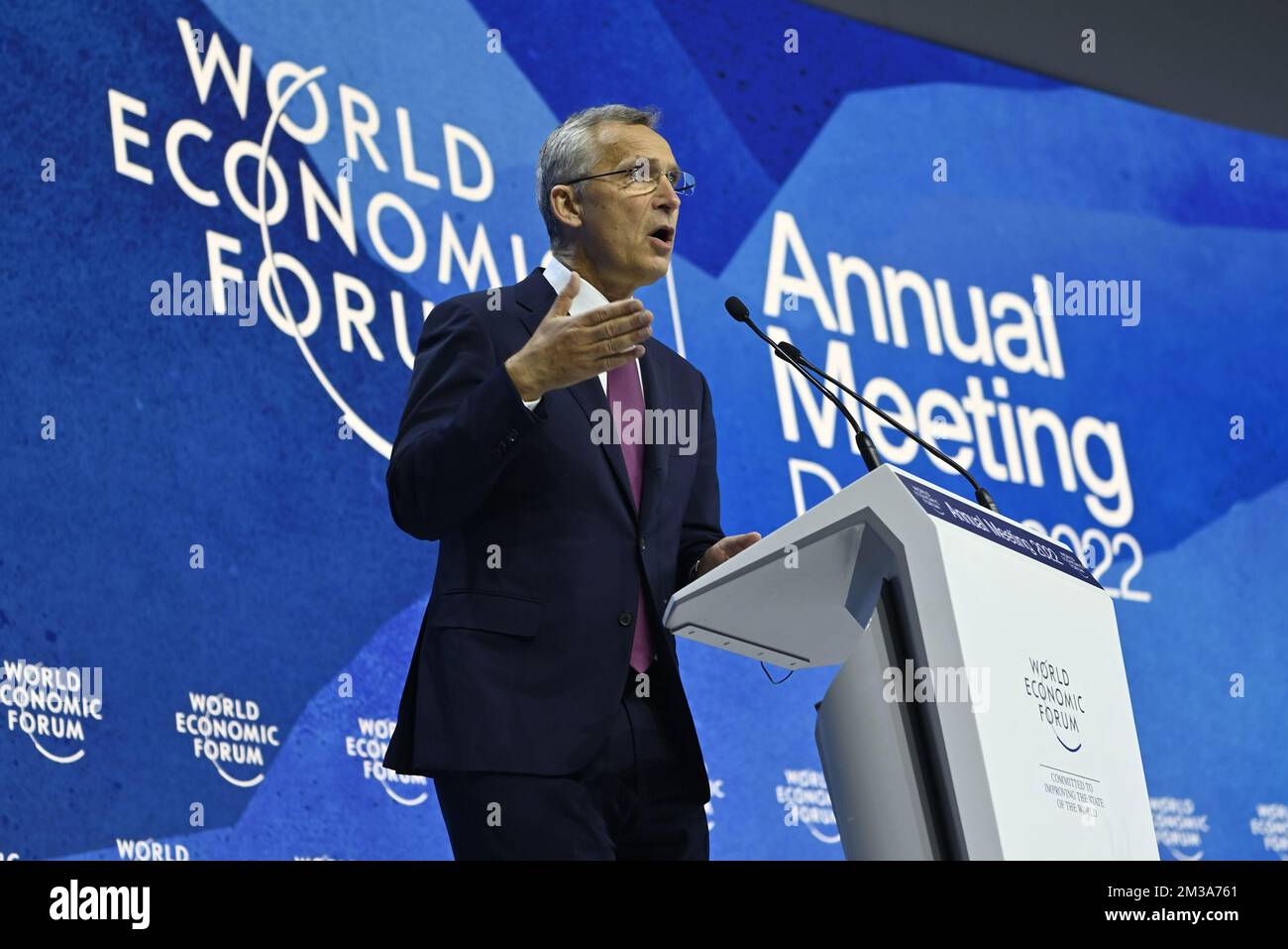 NATO Secretary General Jens Stoltenberg pictured at the 2022 World Economic Forum Annual Meeting ...