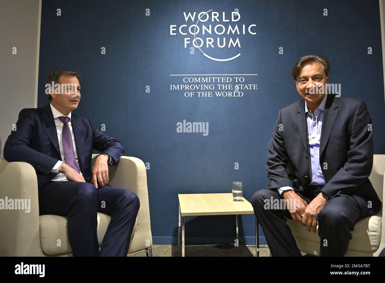 Prime Minister Alexander De Croo and ArcelorMittal CEO Lakshmi Mittal ...