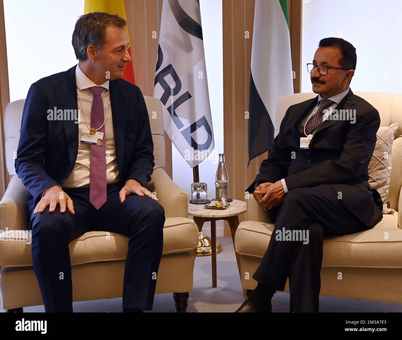 Prime Minister Alexander De Croo and Sultan Ahmed bin Sulayem pictured ...