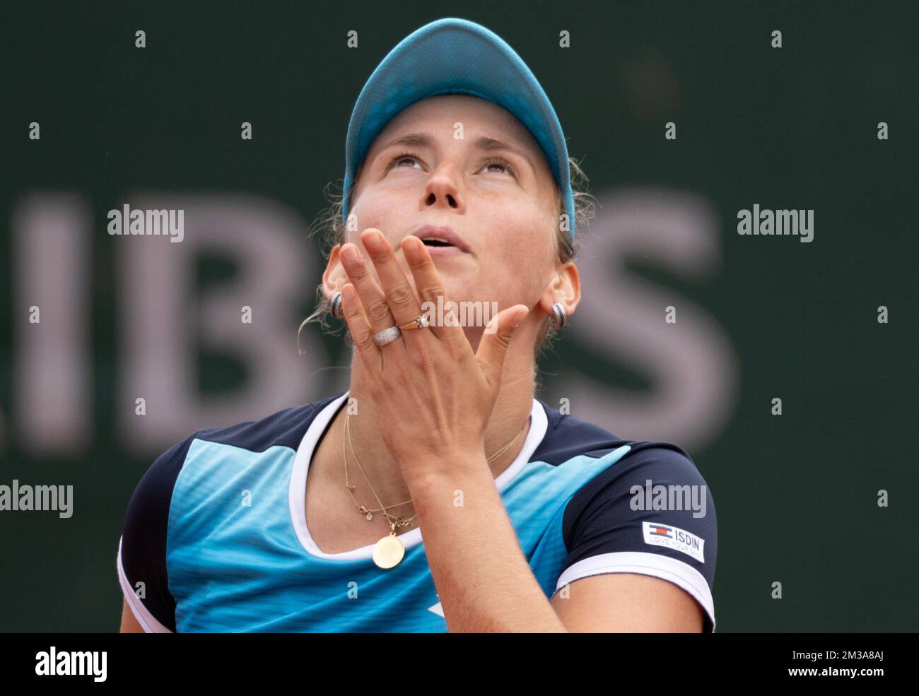 Belgian Elise Mertens celebrates after winning a tennis match between ...