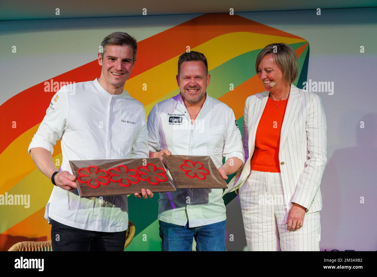 Chef Tim Boury, Chef Roger van Damme and Managing Director Cargill ...