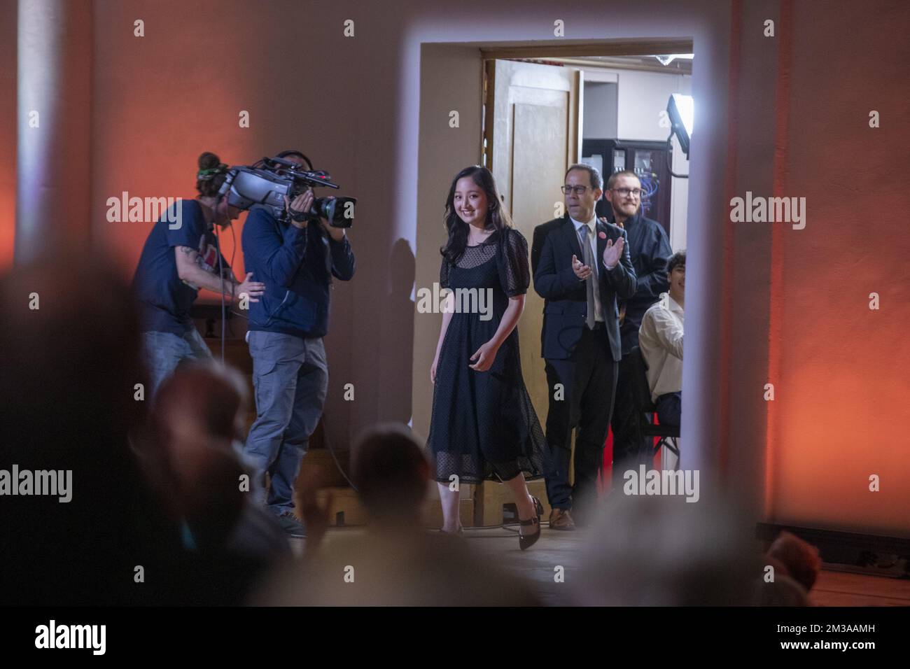 Hayoung Choi enters the stage as she is crowned the winner of the Queen ...