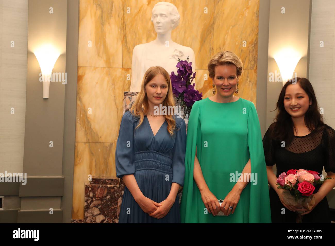 Princess Eleonore, Queen Mathilde of Belgium and Hayoung Choi, winner ...