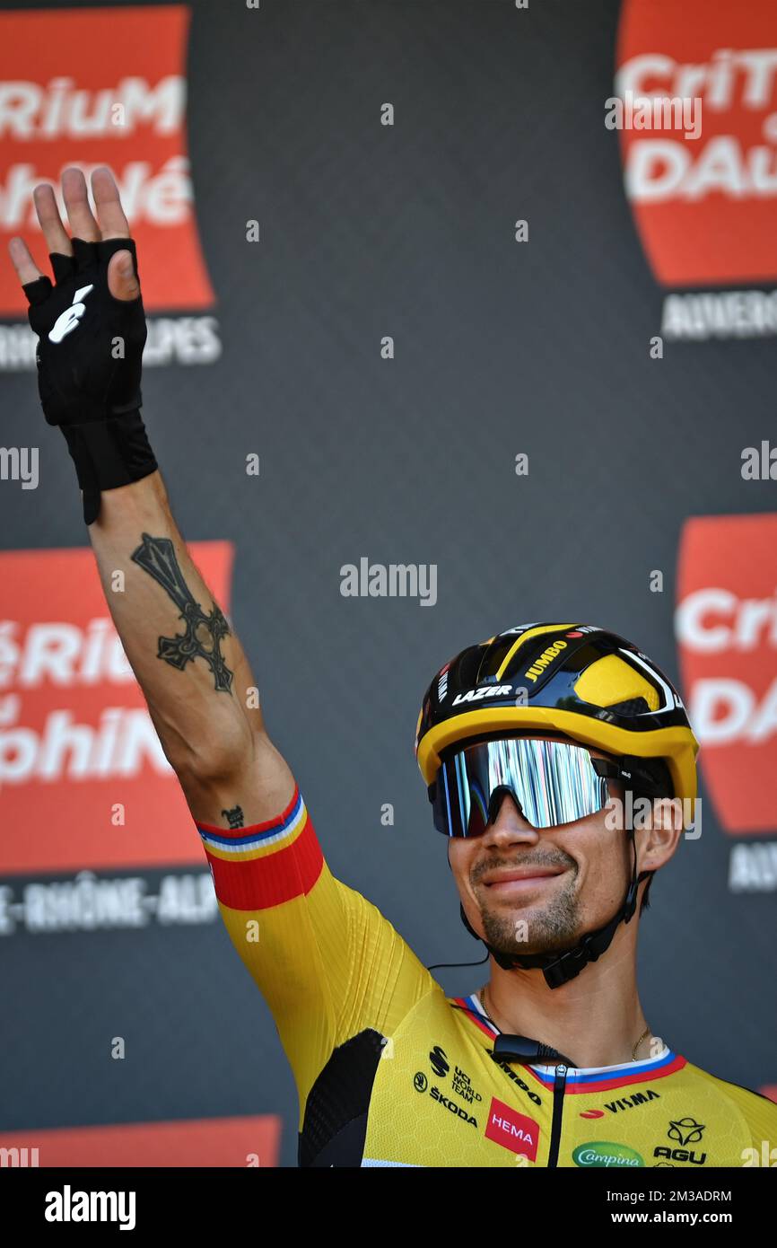 Slovenian Primoz Roglic of Jumbo-Visma pictured at the start of stage 6 ...
