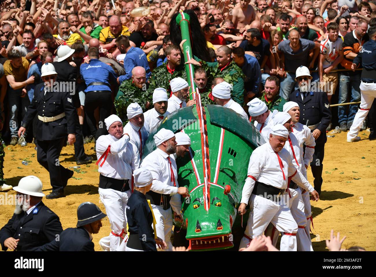 Illustration shows the Ducasse - Doudou folkloric festival in Mons ...