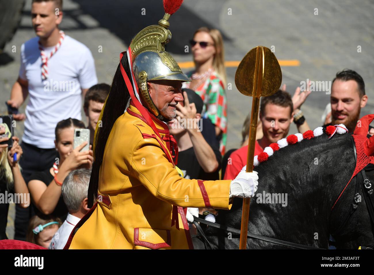 Illustration shows the Ducasse - Doudou folkloric festival in Mons ...