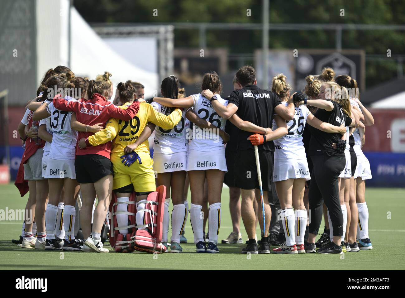 Belgium's players pictured during a hockey match between the Belgian ...