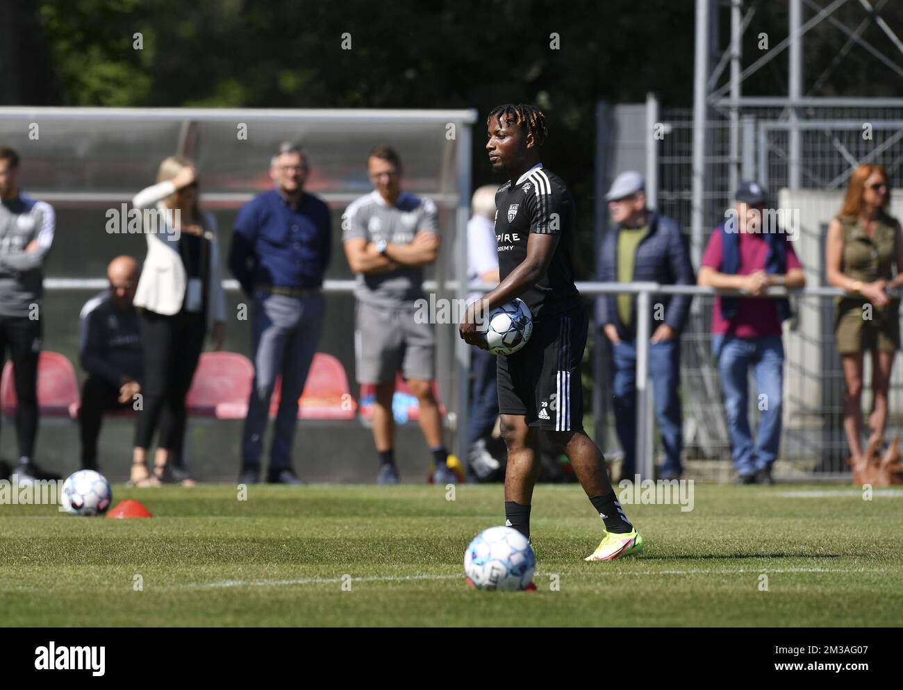 Eupen's Isaac Nuhu is pictured during a training session ahead of the ...