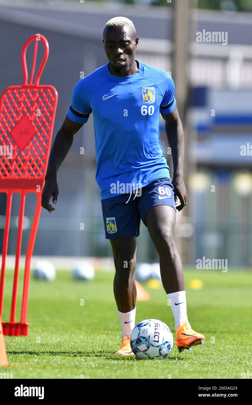 Westerlo player pictured during a training session ahead of the 2022 ...