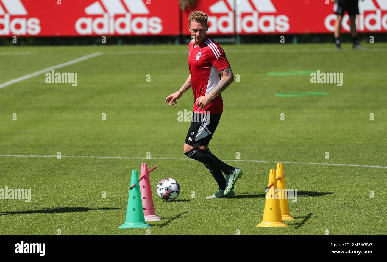 Standard's Renaud Emond pictured during a training session ahead of the ...