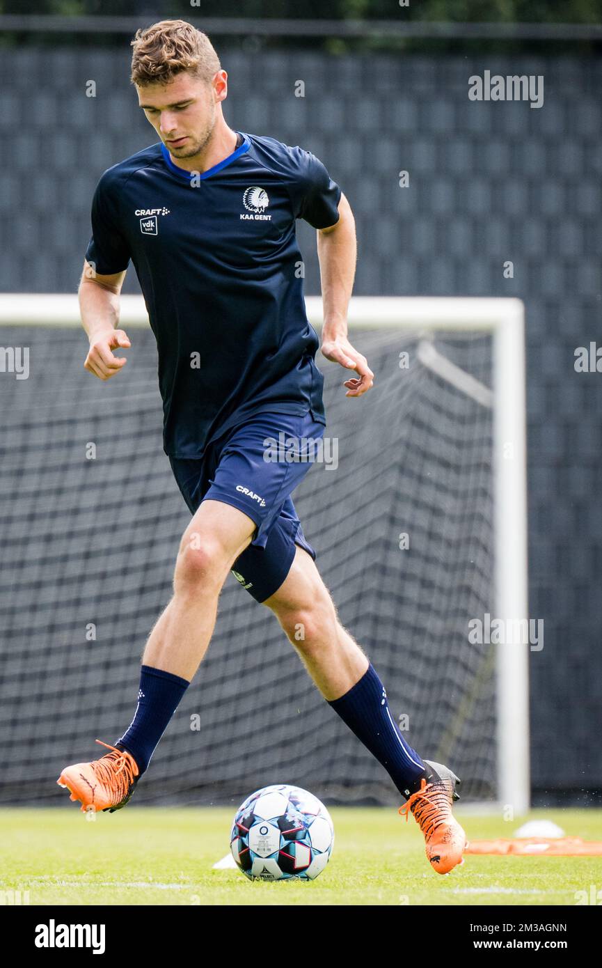 Gent's Hugo Cuypers pictured in action during a training session ahead ...