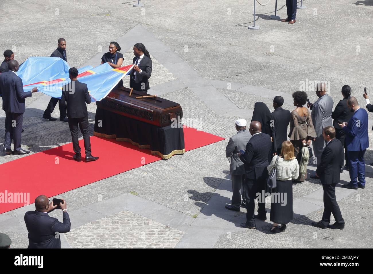 Illustration picture shows an official ceremony to return the remains ...