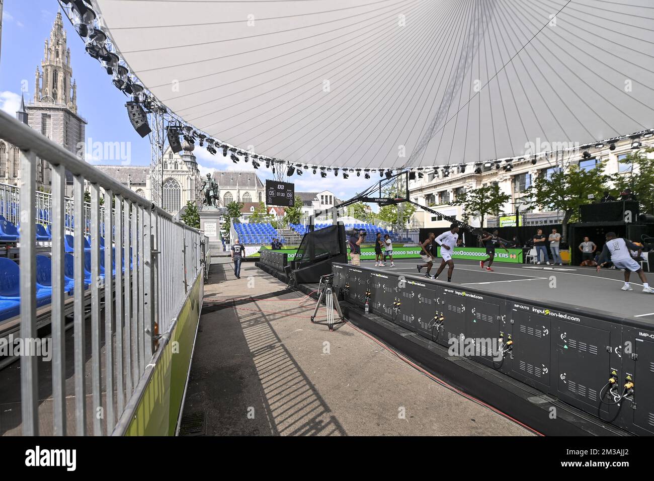 Illustration picture shows a preview at the upcoming FIBA 3x3 Basket ...