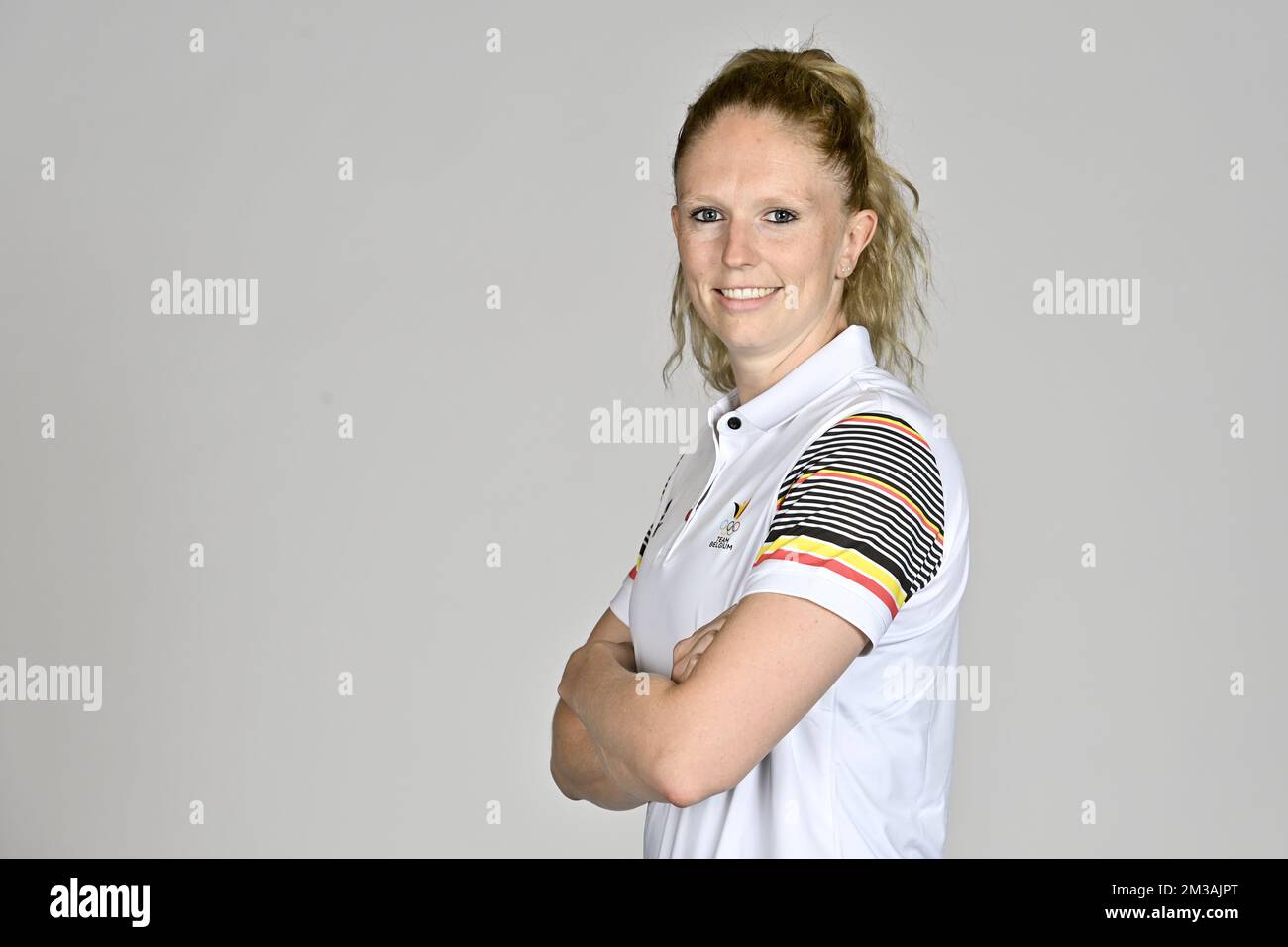 Julie Caluwe poses for the photographer at a photoshoot for the Belgian ...