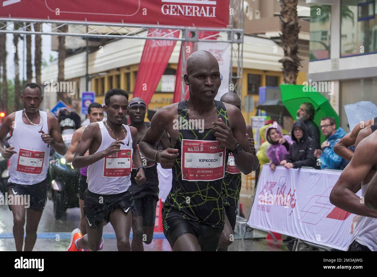 Athlete Barnaba Kipkoech takes part during the Generali Marathon 2022 ...