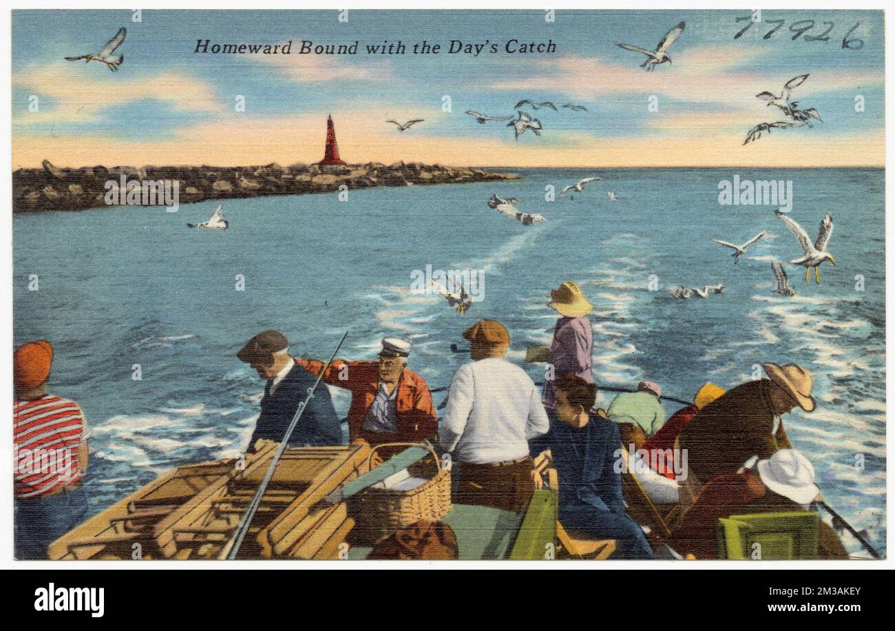 Homeward bound with the day's catch , Seas, Boats, Tichnor Brothers ...