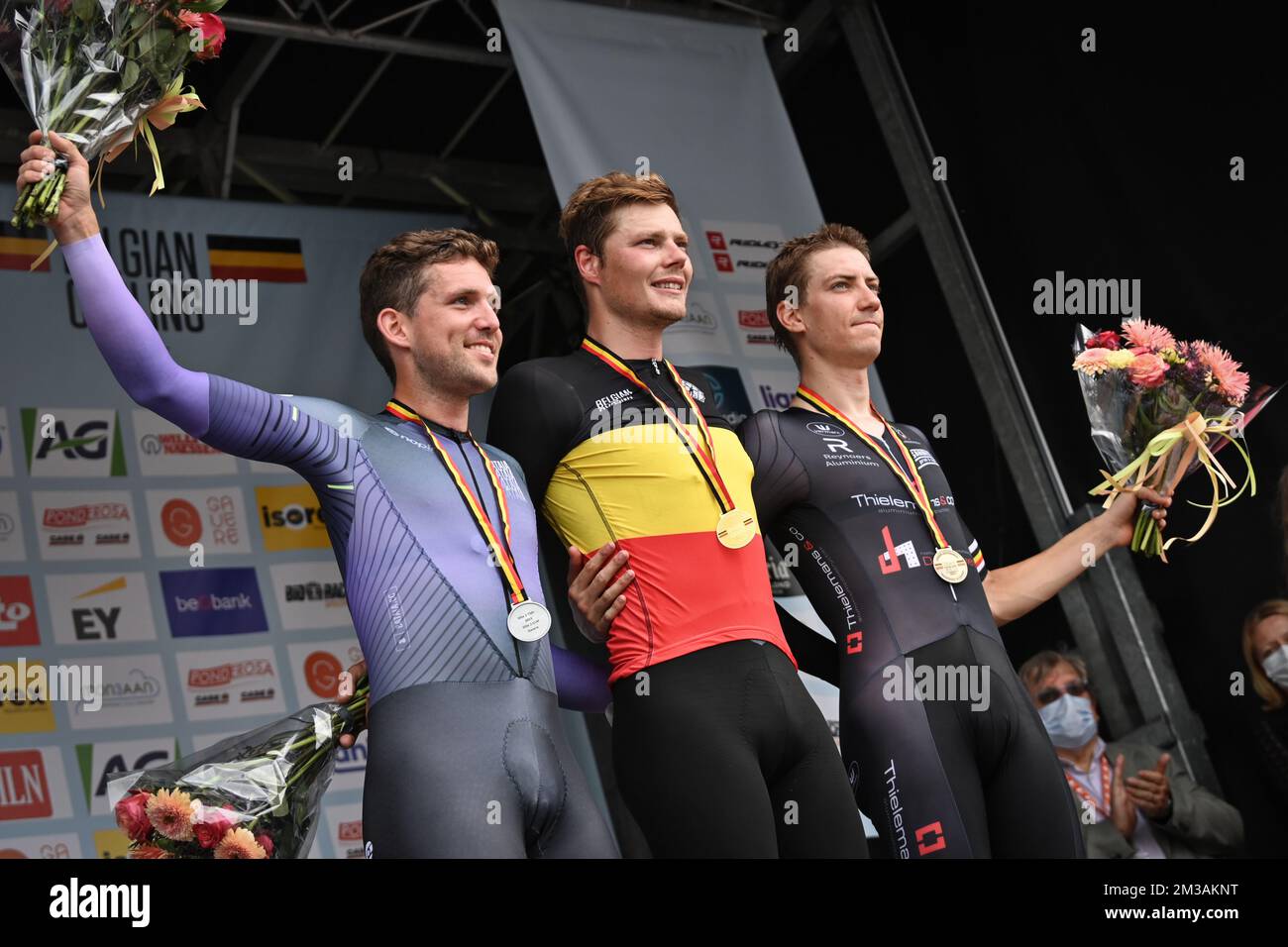 Belgian Rutger Wouter , winner of the bronze medal, Belgian Guillaume Seye , winner of the gold ...