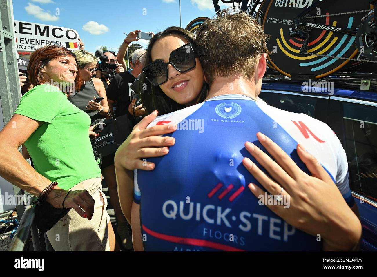Remco Evenepoel and his partner Oumaima Oumi Rayane pictured after ...