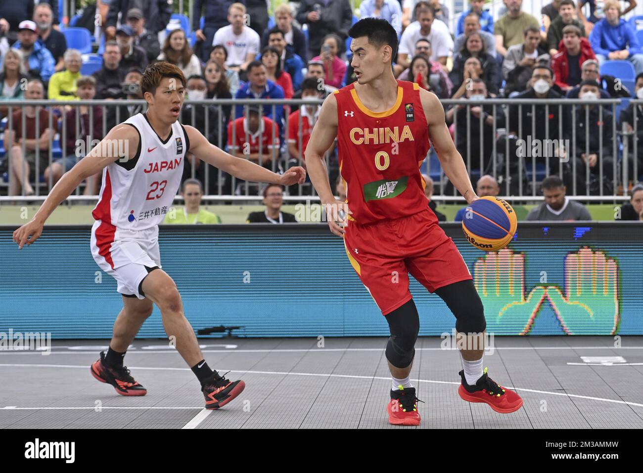 Japan's Ryuto Yasuoka and China's Peng Yan pictured during a 3x3 ...