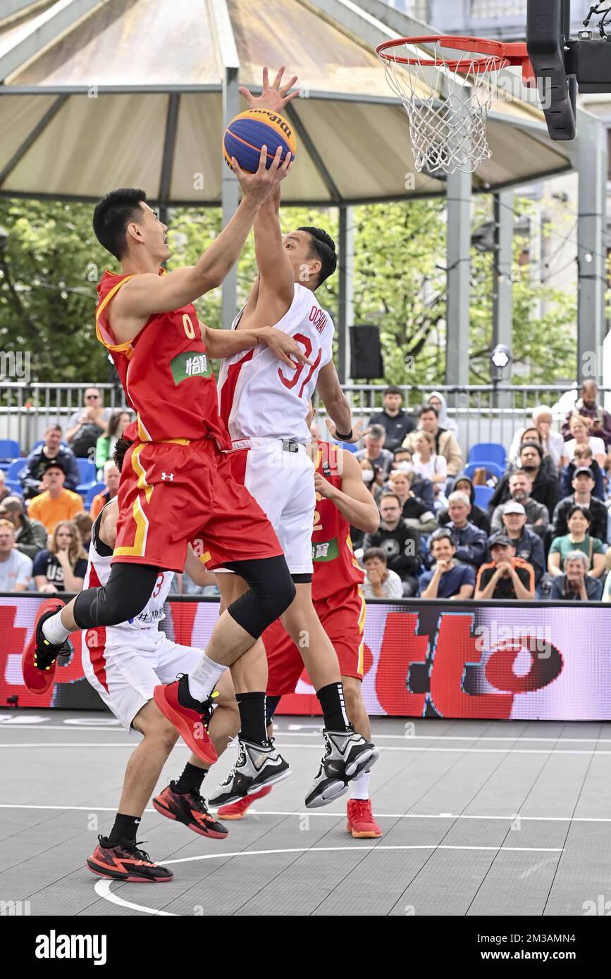 China's Peng Yan and Japan's Tomoya Ochiai pictured during a 3x3 ...