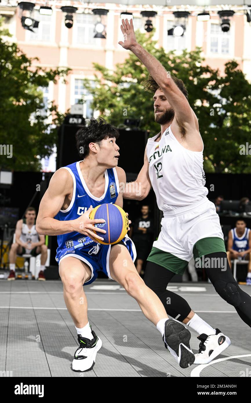 Chinese Tapei's Chiang Chun and Lithuania's Darius Tarvydas pictured in action during a 3x3 ...