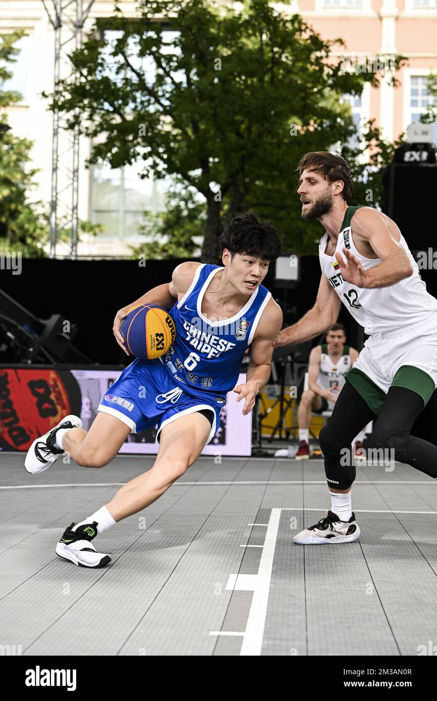 Chinese Tapei's Chiang Chun and Lithuania's Darius Tarvydas pictured in action during a 3x3 ...