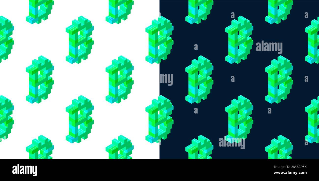 Set of patterns from green bitcoin sign. Vector illustration Stock ...