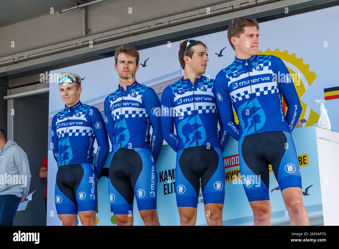 Minerva Cycling riders pictured at the start of the men's elite race at ...