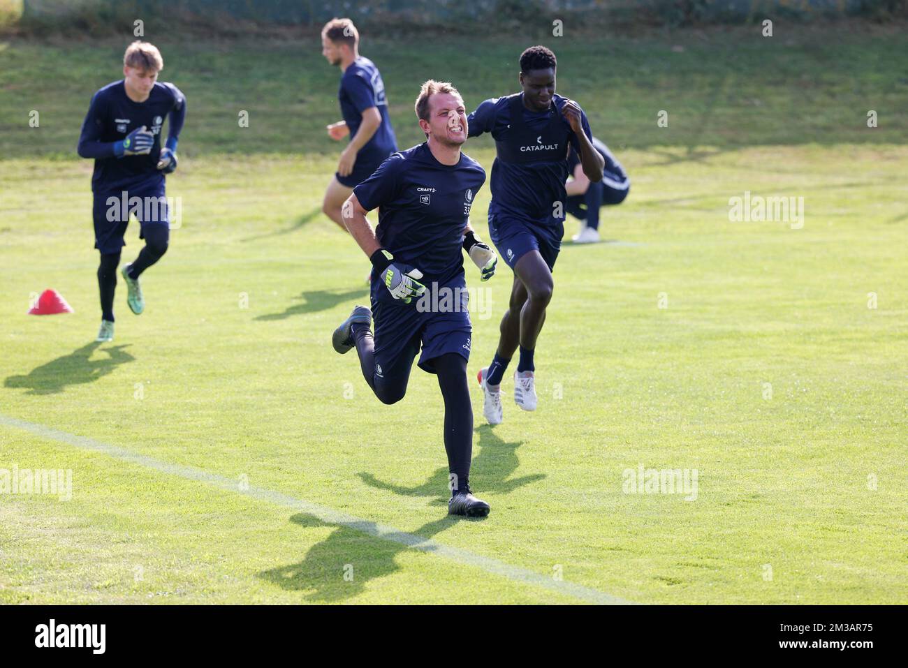 Gent's goalkeeper Davy Roef pictured in action during a training ...