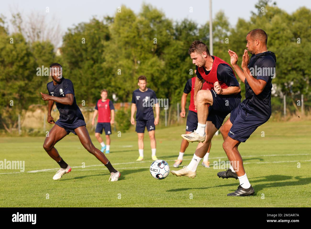 Gent's Elisha Owusu, Gent's Hugo Cuypers and Gent's Vadis Odjidja-Ofoe pictured in action during ...