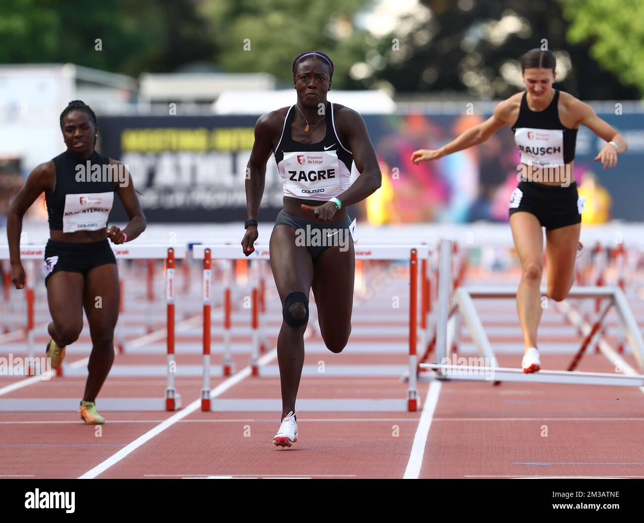 Belgian athlete Anne Zagre pictured in action during the 100m hurdles ...