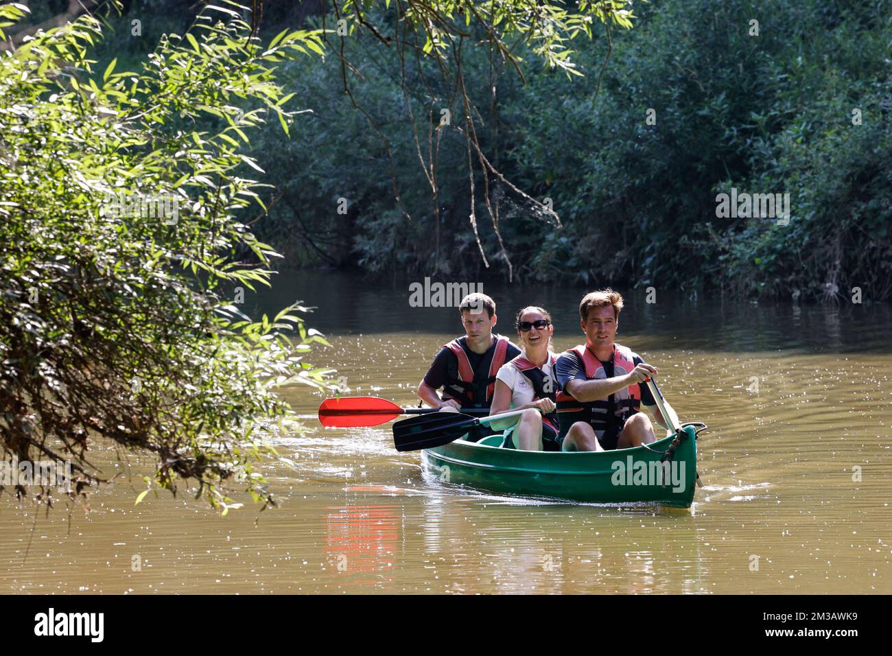 Illustration picture shows KAA Gent's players during a kayak activity ...