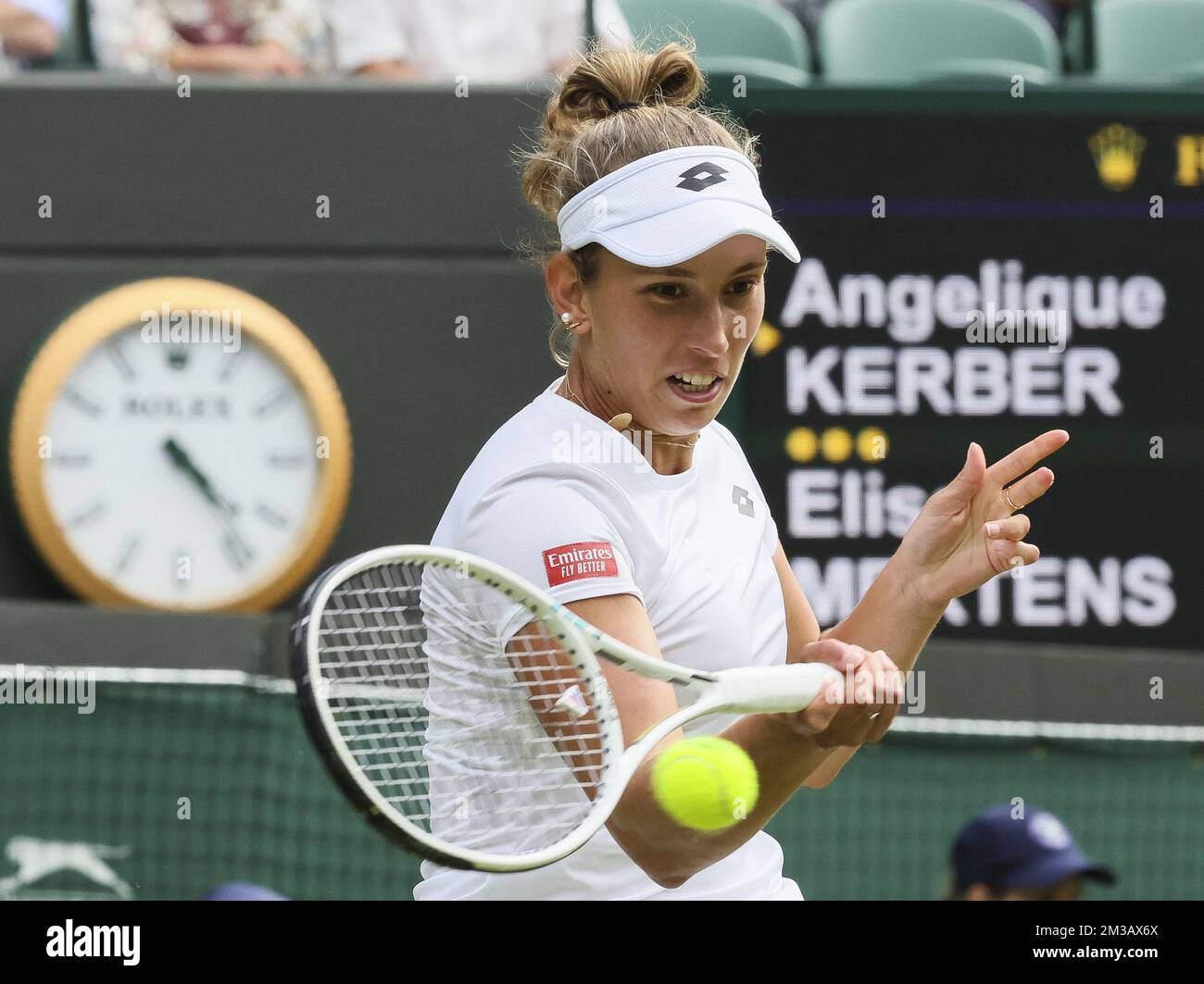 Belgian Elise Mertens pictured in action during a tennis match against ...