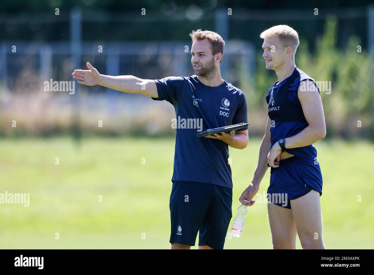 Gent's doctor Jens De Decker pictured during a training session of ...