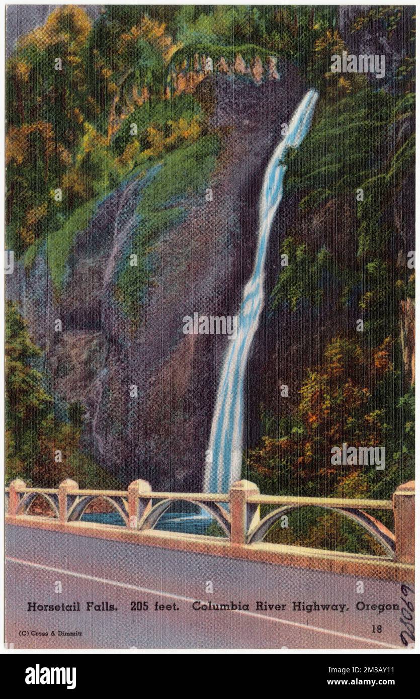 Horsetail Falls. 205 feet. Columbia River Highway, Oregon , Waterfalls ...
