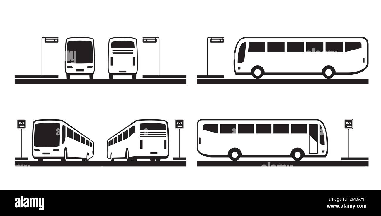 Buses at stop - vector illustration Stock Vector Image & Art - Alamy
