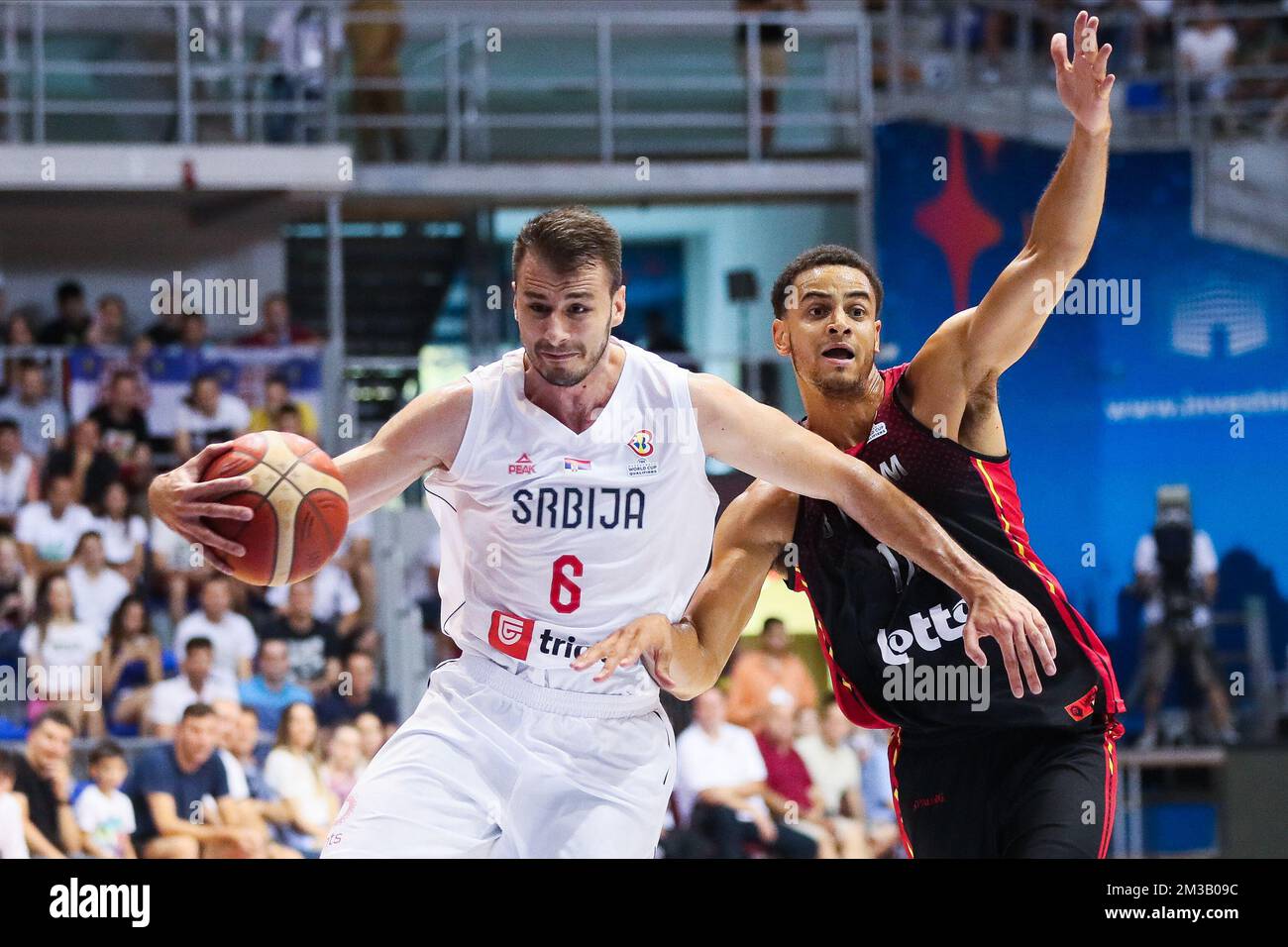 Serbia's Nemanja Dangubic and Belgium's Jean Salumu fight for the ball ...