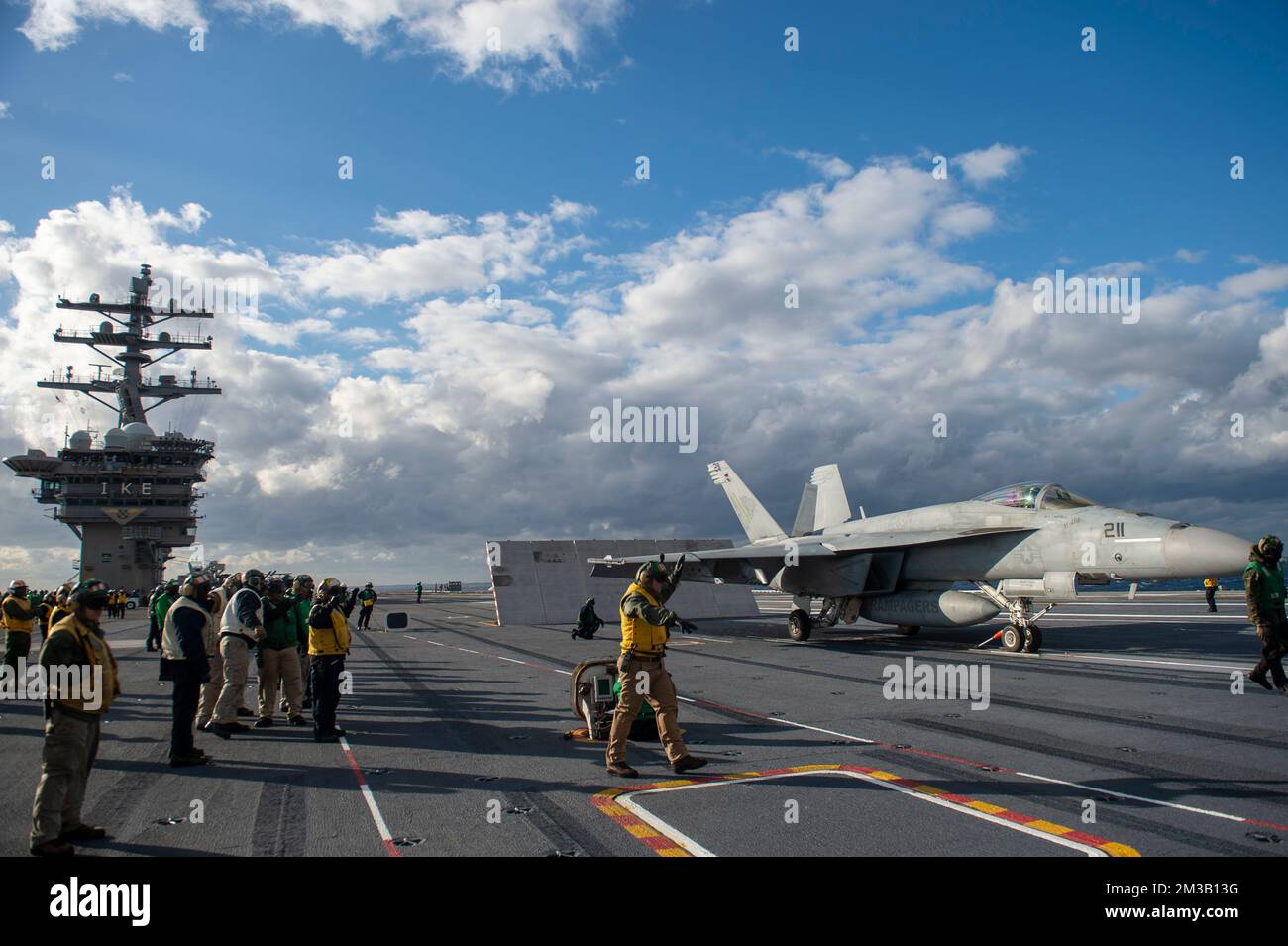 ATLANTIC OCEAN (Dec. 13, 2022) Sailors observe prepare an aircraft for ...