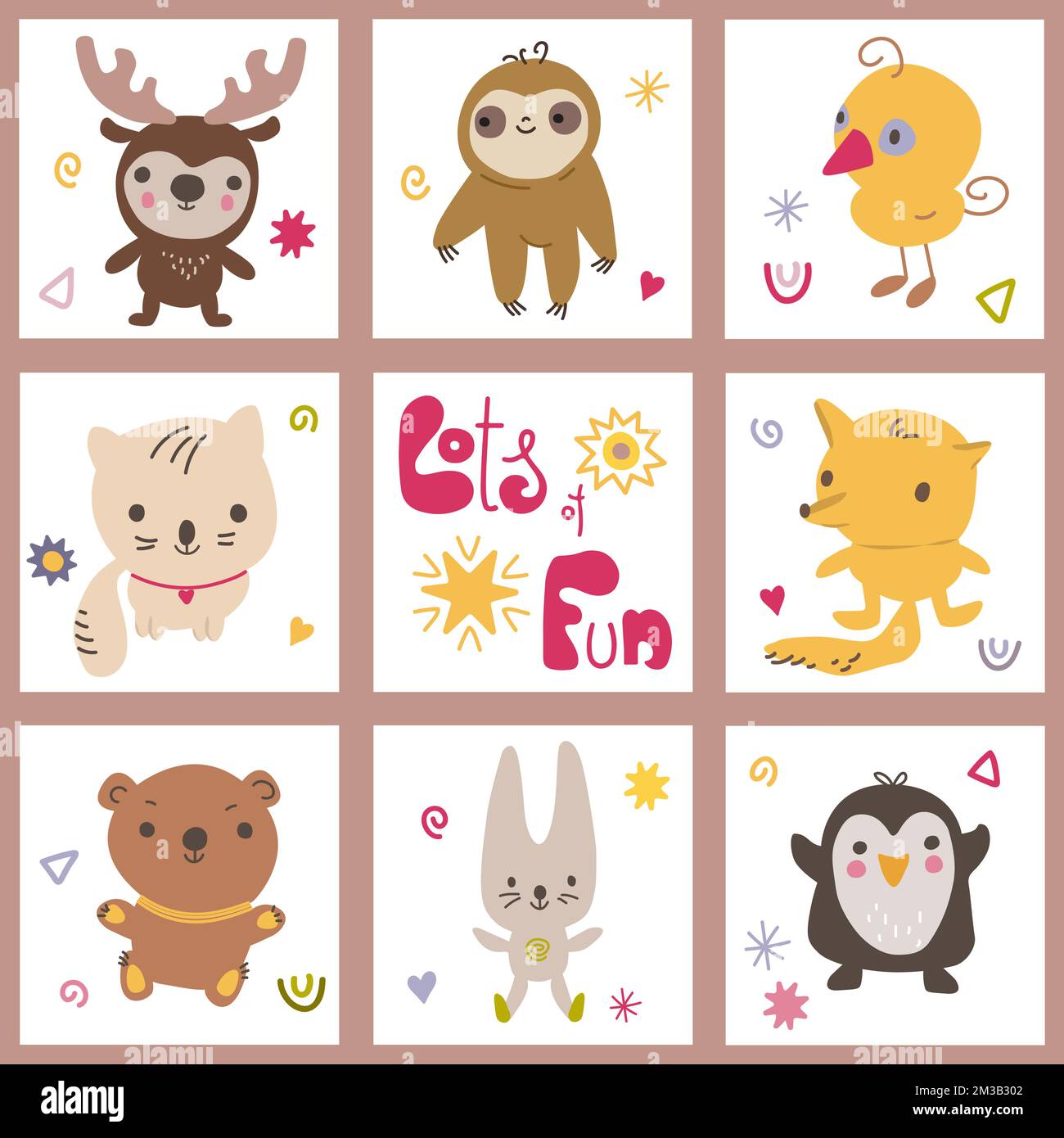 Cartoon cute animals for baby cards Stock Vector Images - Alamy