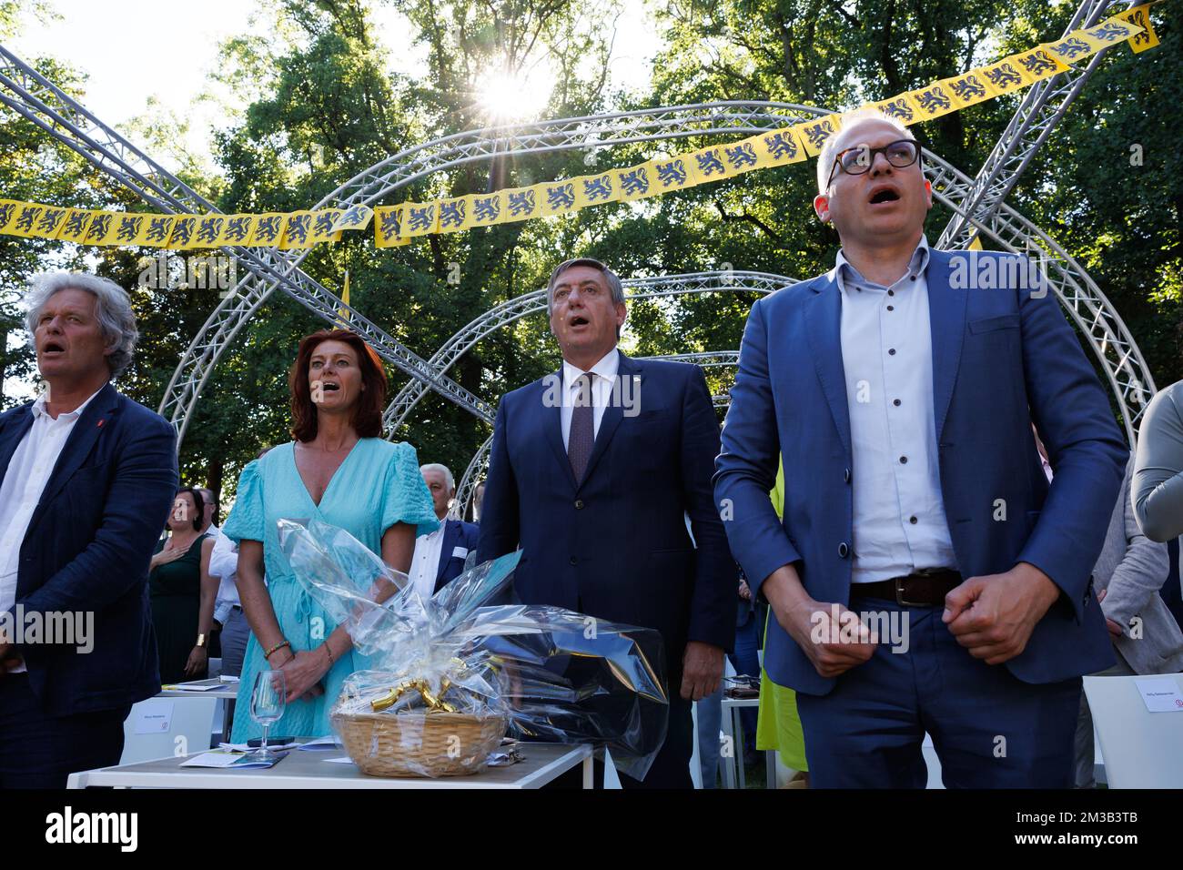 Kortrijk acting mayor Ruth Vandenberghe, Flemish Minister President Jan ...