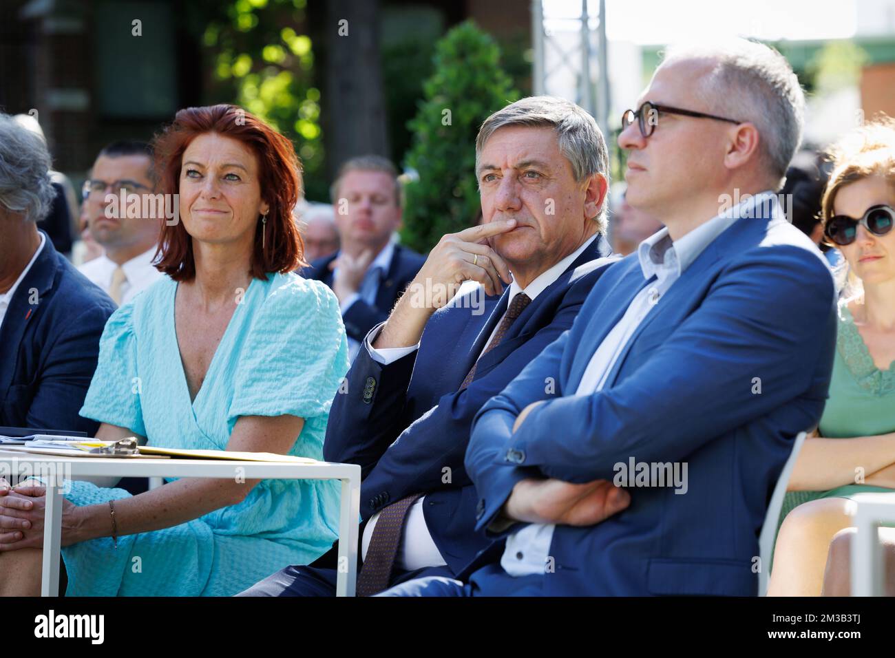 Kortrijk acting mayor Ruth Vandenberghe, Flemish Minister President Jan ...