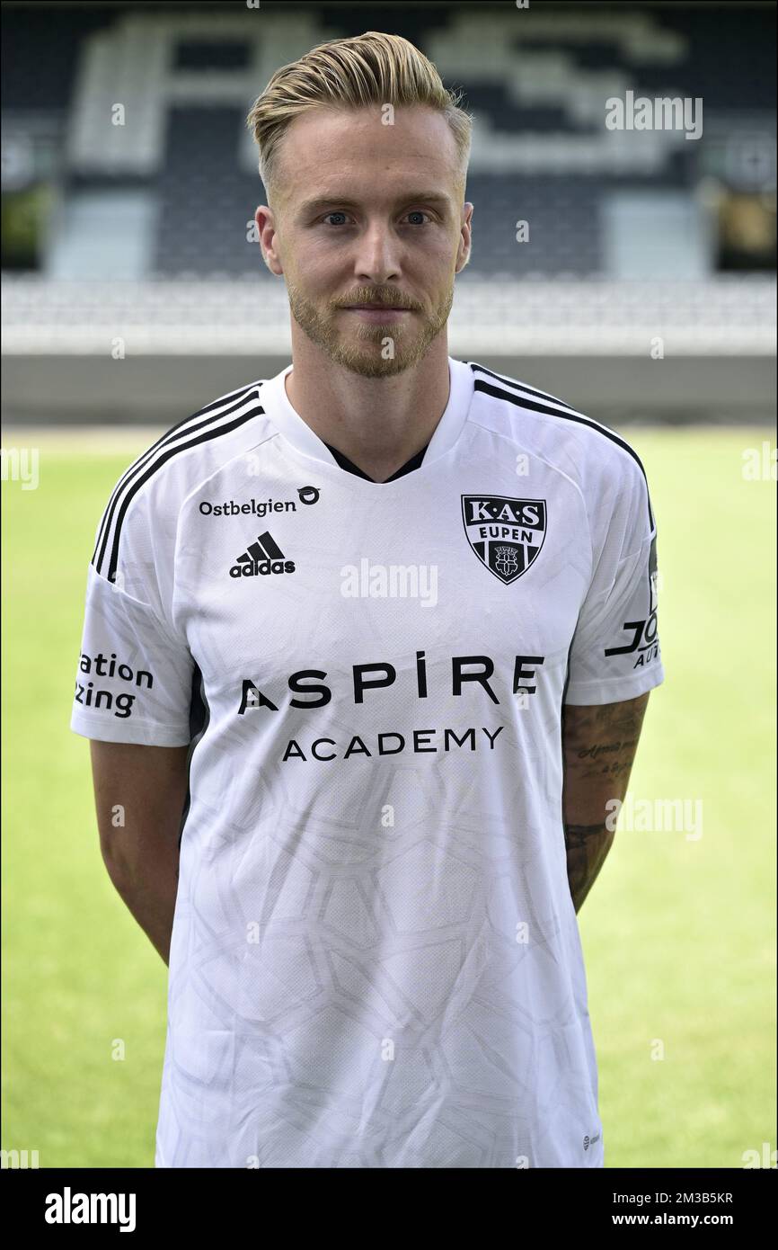 Eupen's James Jeggo poses for the photographer at the 2022-2023 season ...